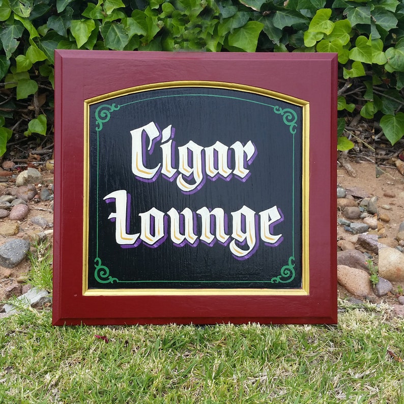 Cigar Lounge sign hand painted | Etsy