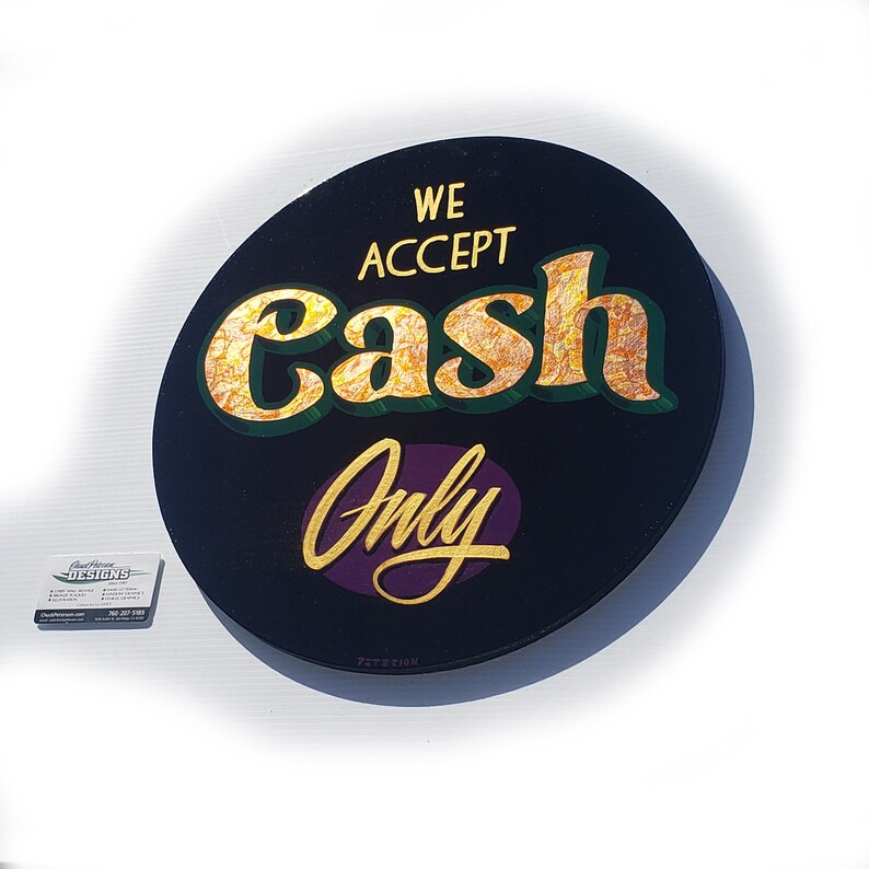 Cash Only Hand Painted Sign Variegated Metal Leaf 16 - Etsy