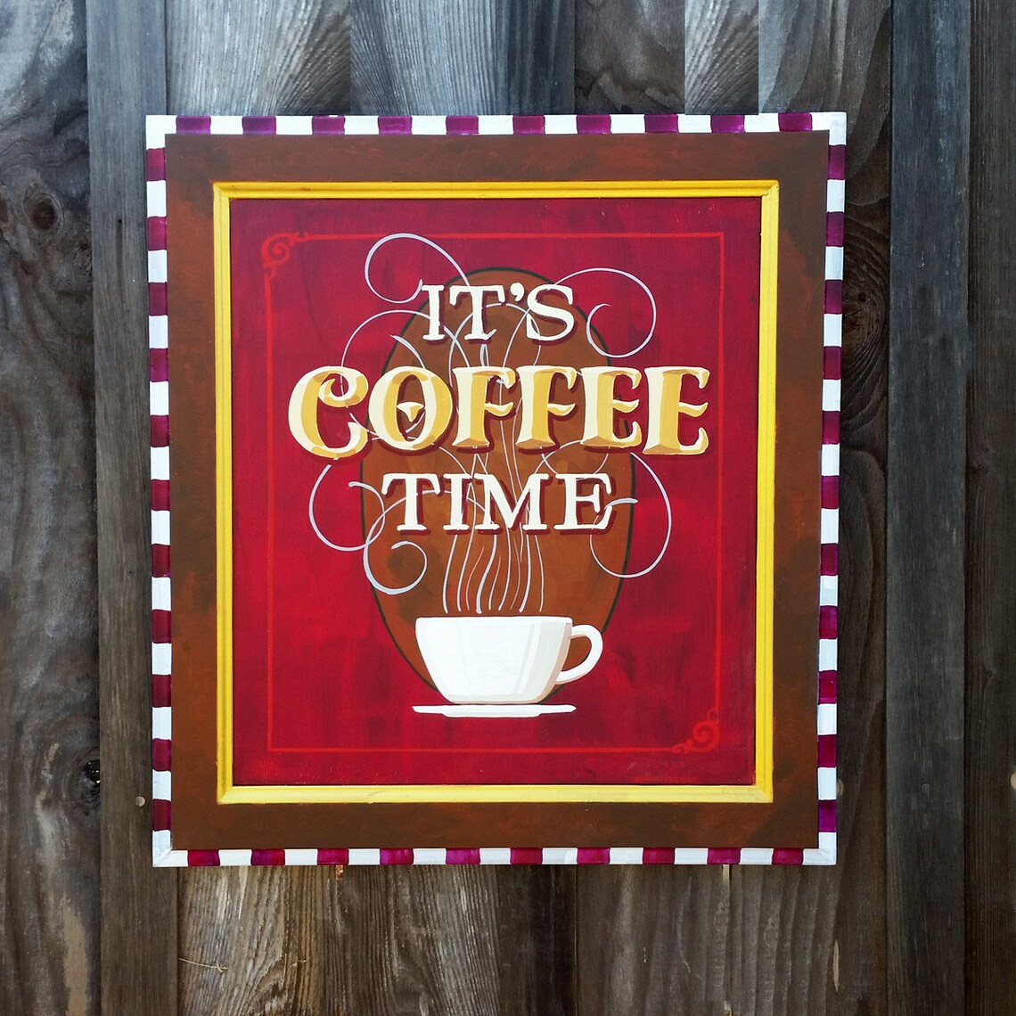Coffee Time Sign Vintage Style Handpainted Wood | Etsy