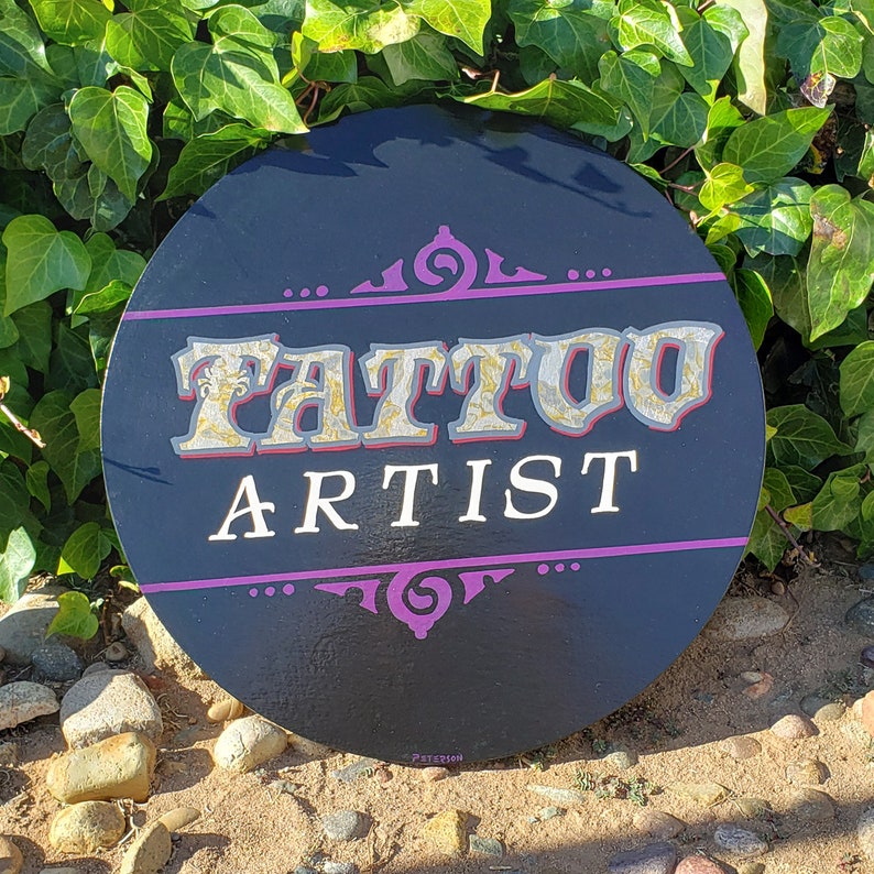 Tattoo Artist Studio Sign Hand Painted, Gilded With Variegated Leaf 18 ...