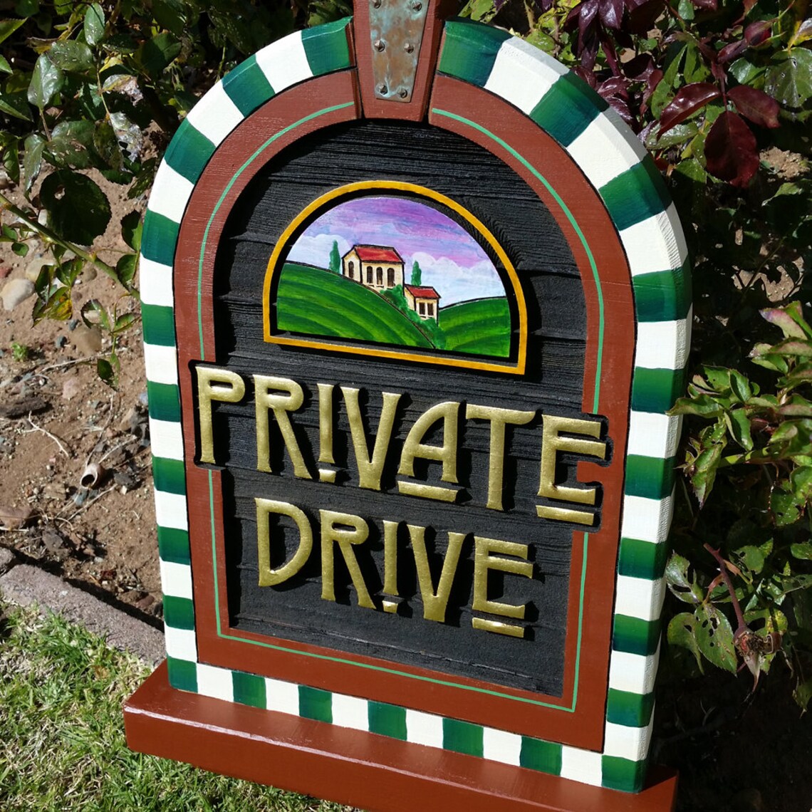 Private Drive Sign 22k Gold Leaf Sand Carved - Etsy