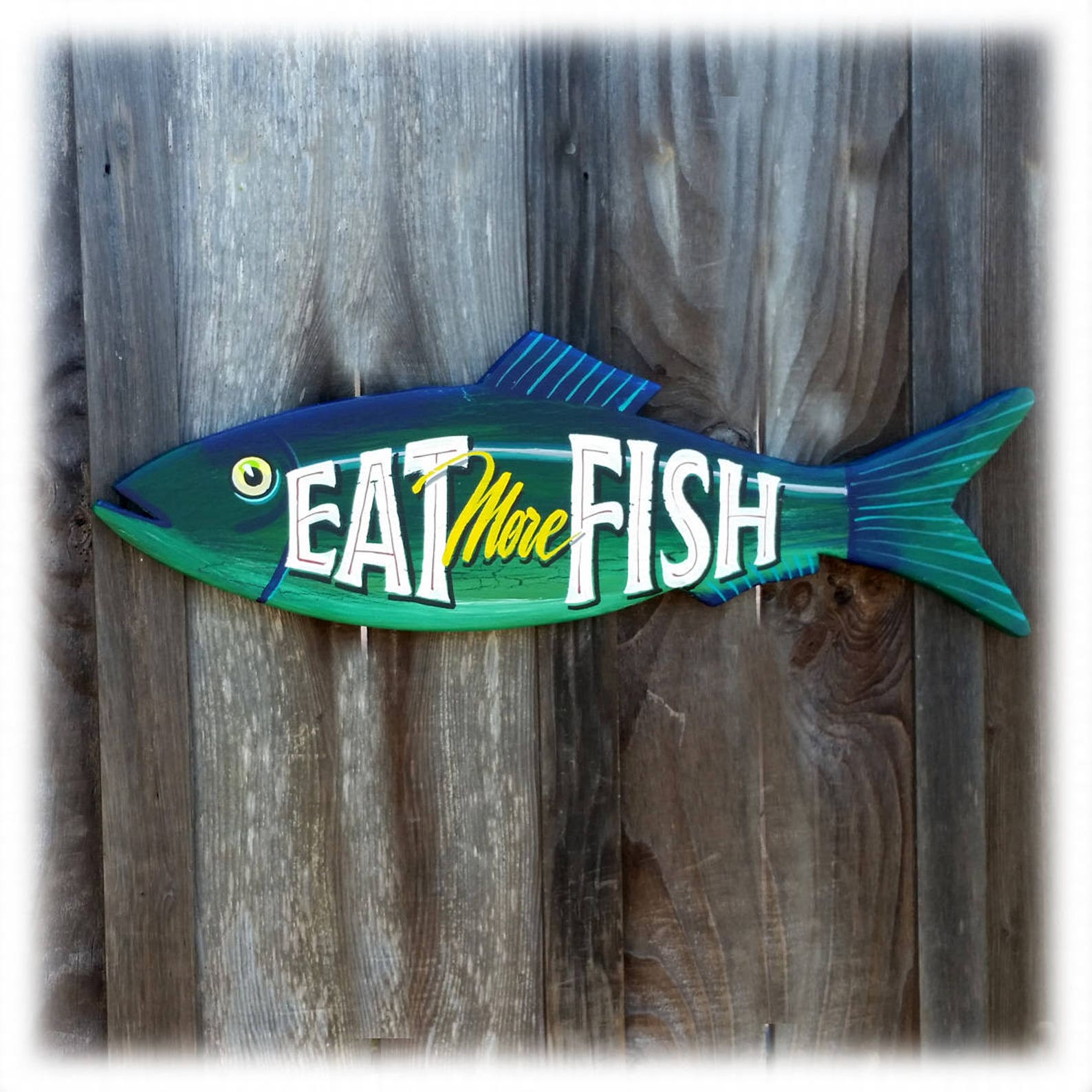 Eat More Fish Sign Seafood Art Restaurant Decor - Etsy