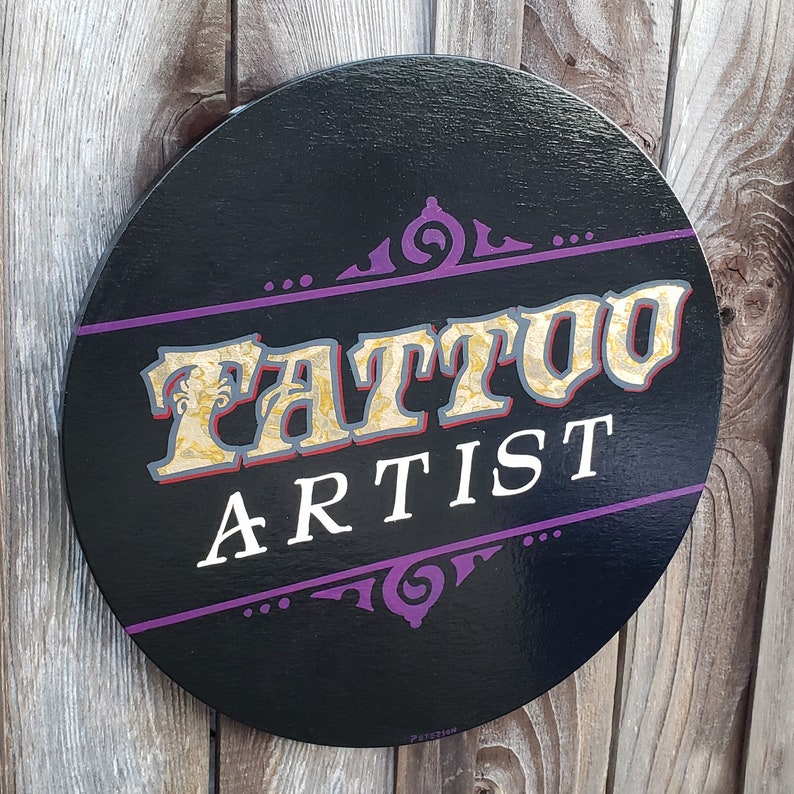 Tattoo Artist Studio Sign Hand Painted Gilded With Variegated - Etsy
