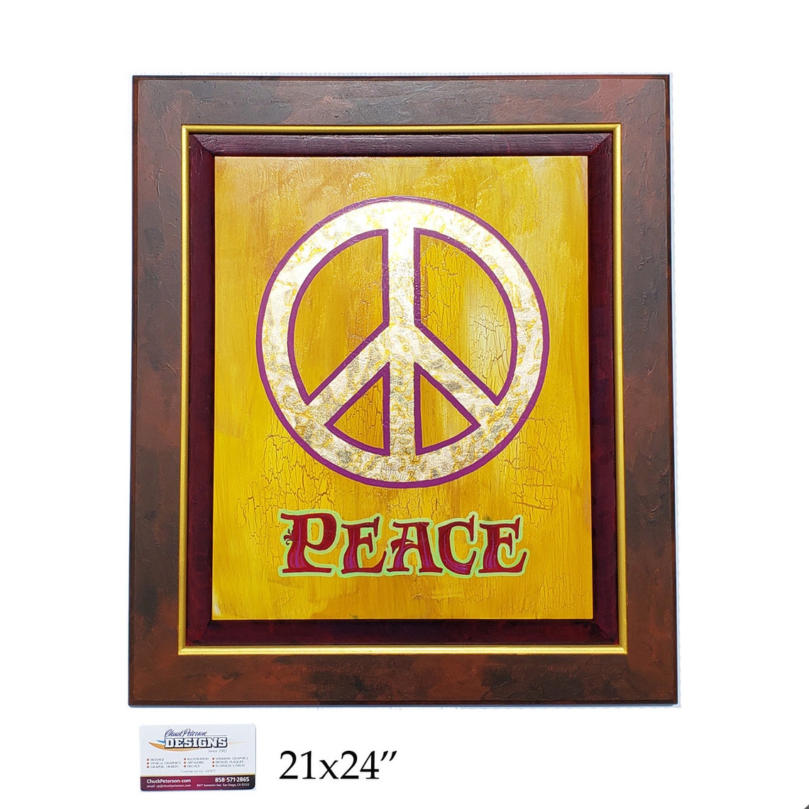 Peace Symbol | Peace Sign Wall Art | Psychedelic Hand Painted, Gilded ...