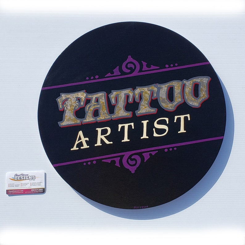 Tattoo Artist Studio Sign Hand Painted, Gilded With Variegated Leaf 18 ...