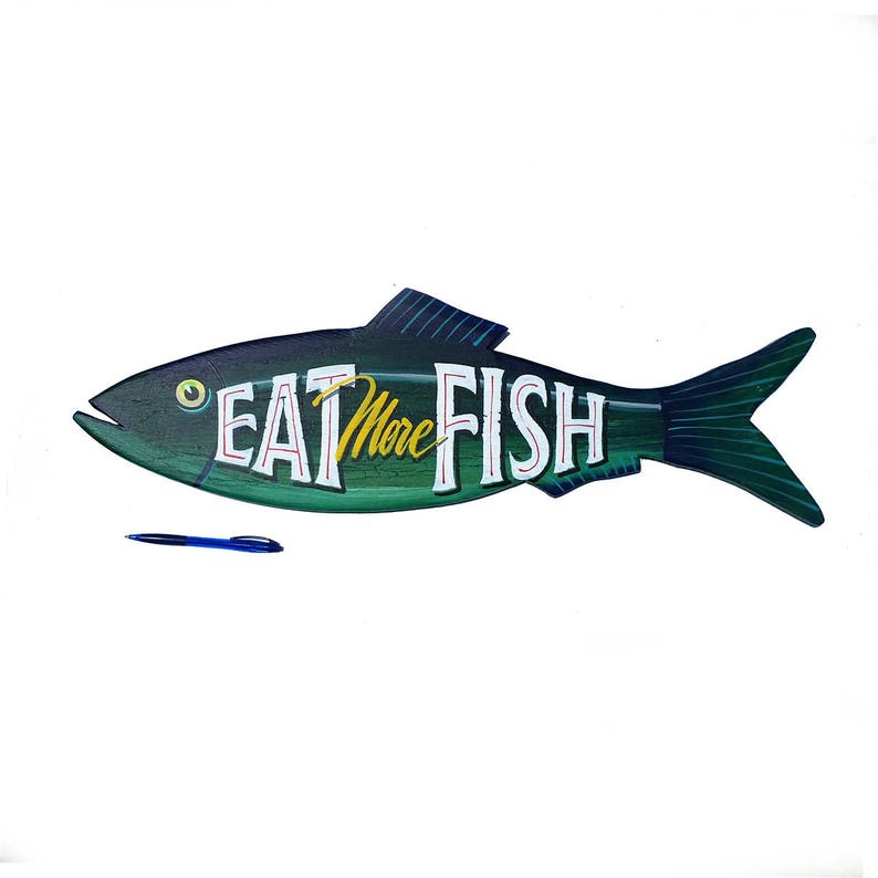 Eat More Fish Sign Seafood Art Restaurant Decor - Etsy