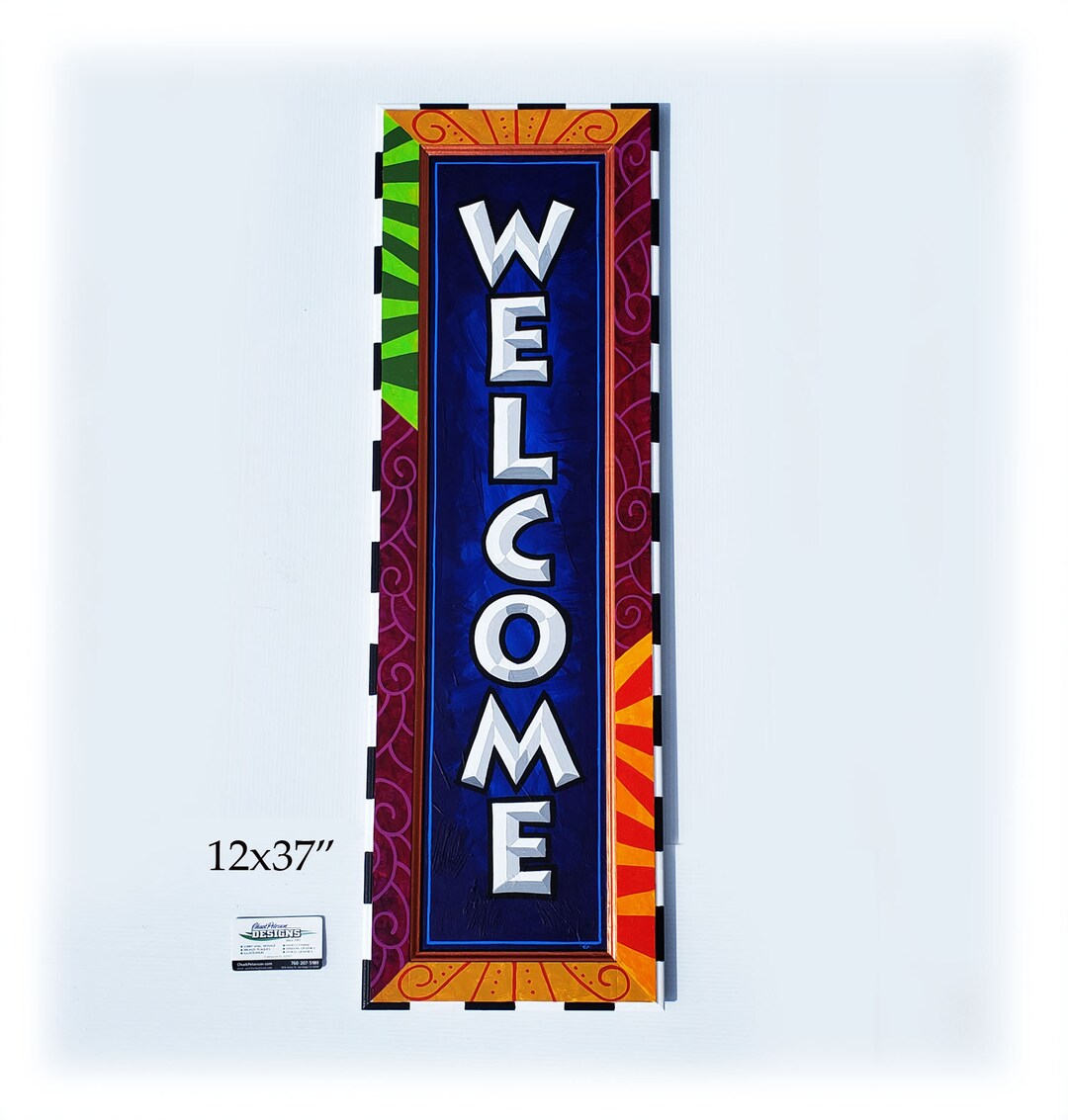 Welcome Sign Whimsical Hand Painted Original - Etsy