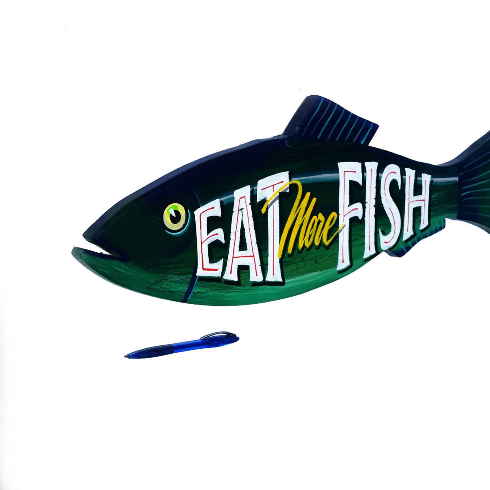 Eat More Fish Sign Seafood Art Restaurant Decor | Etsy