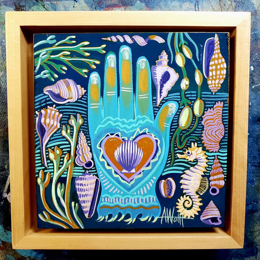 Seaside Reverie an Original Acrylic Gouache Painting on a Cradled Wood ...