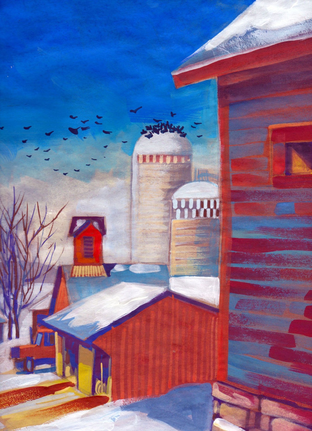 Red, White and Blue Farm-a Vermont Dairy Farm on a Snowy Day - Etsy