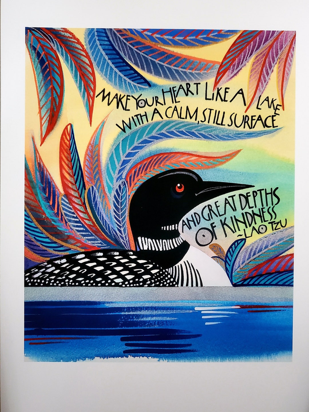 Handsome Loon on a Lush, Leafy Ground With Quote: Make Your Heart Like ...