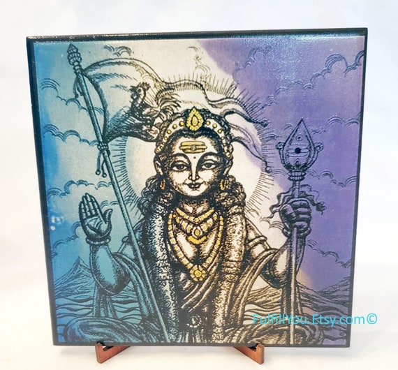 Murugan Etched Decorative Ceramic Tile With Easel - Etsy