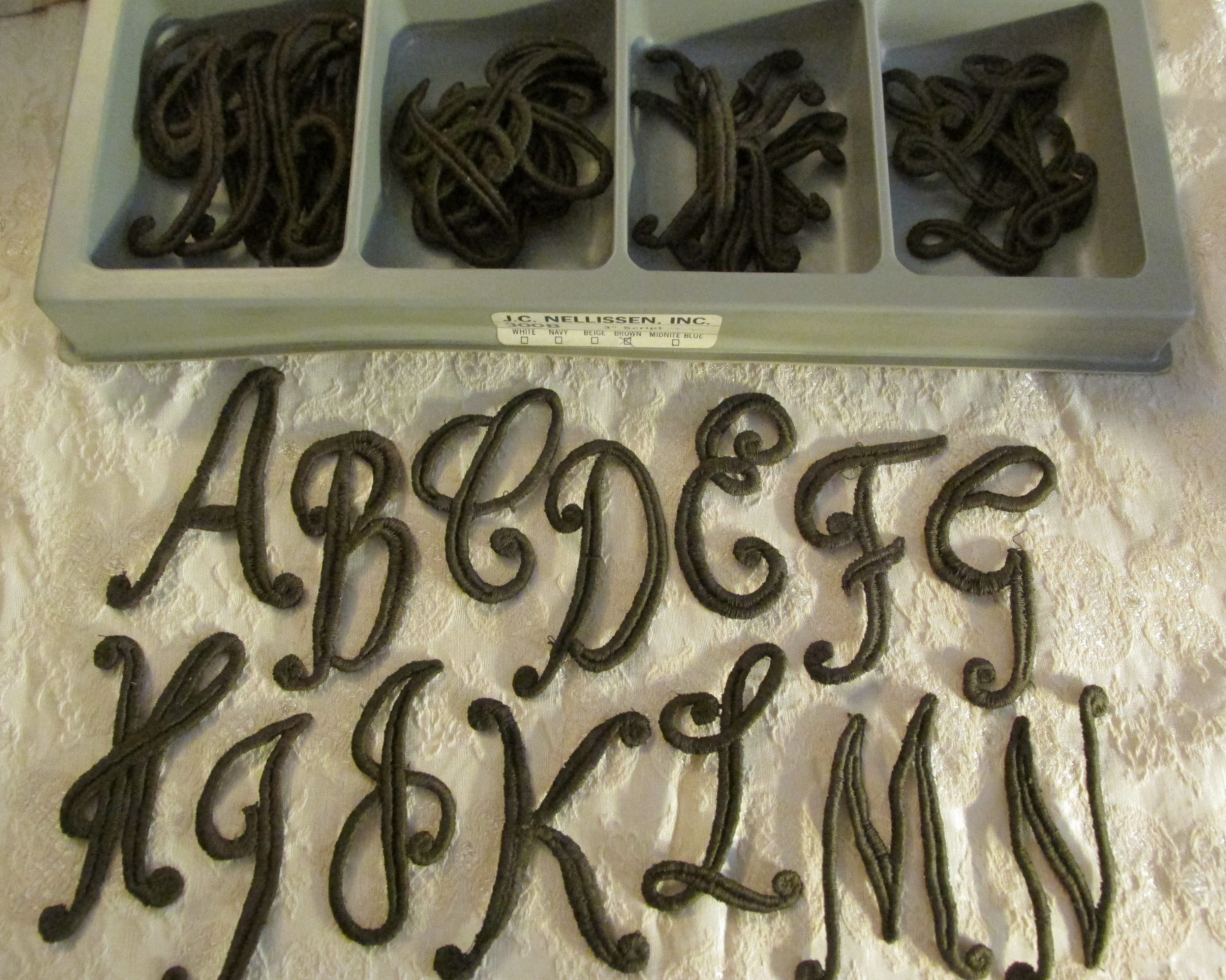 Vintage 3 BROWN Script LETTERS Monogram Alphabet | Etsy