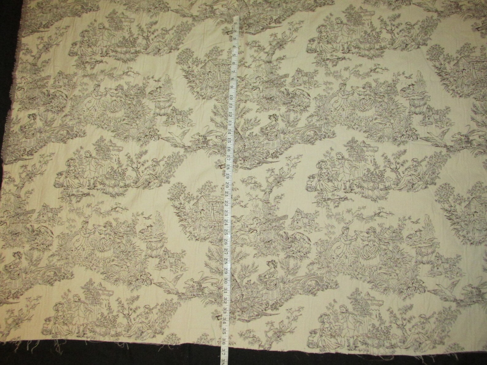 Brocade Upholstery Fabric Toile De Jouy Embroidered Brown on Ivory 1.9 ...