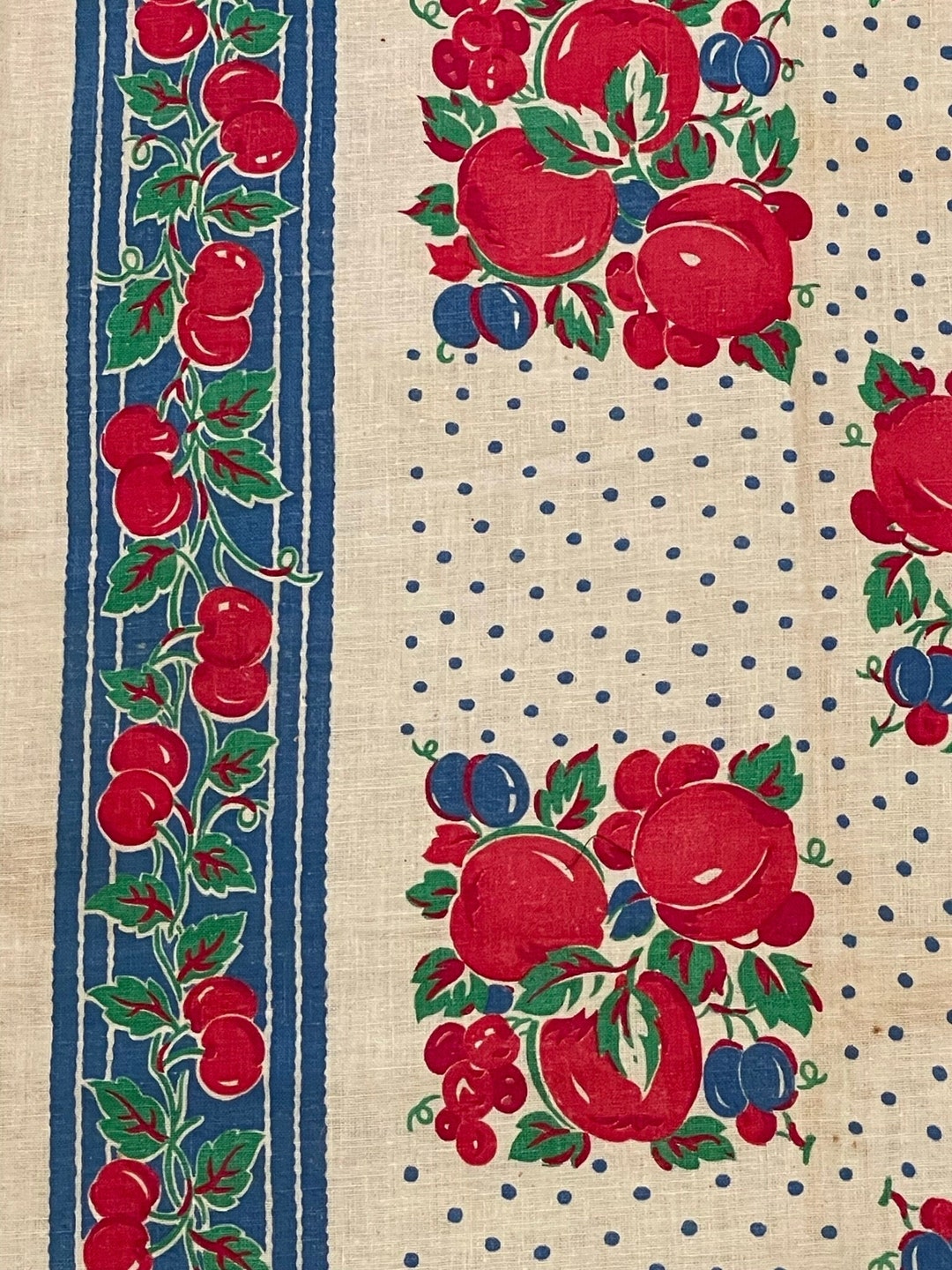 Vintage Feed Sack Fabric Cherries and Fruits Full Feedsack 37 X 45 ...