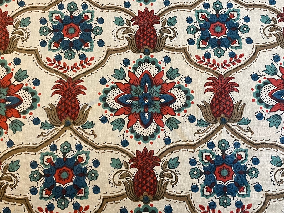 Bloomcraft Vintage Fabric Colonial Print With Pineapples BTY by the ...