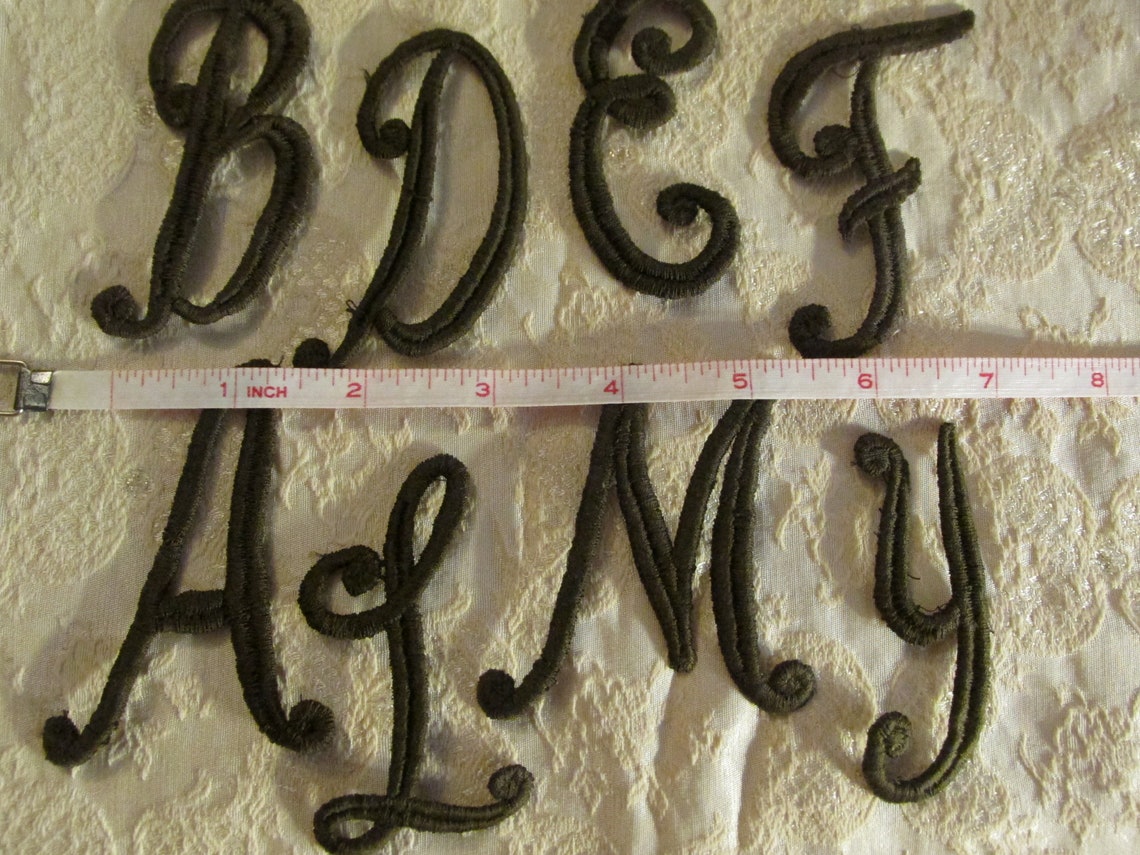 Vintage 3" BROWN Script LETTERS Monogram Alphabet Initials J.C ...