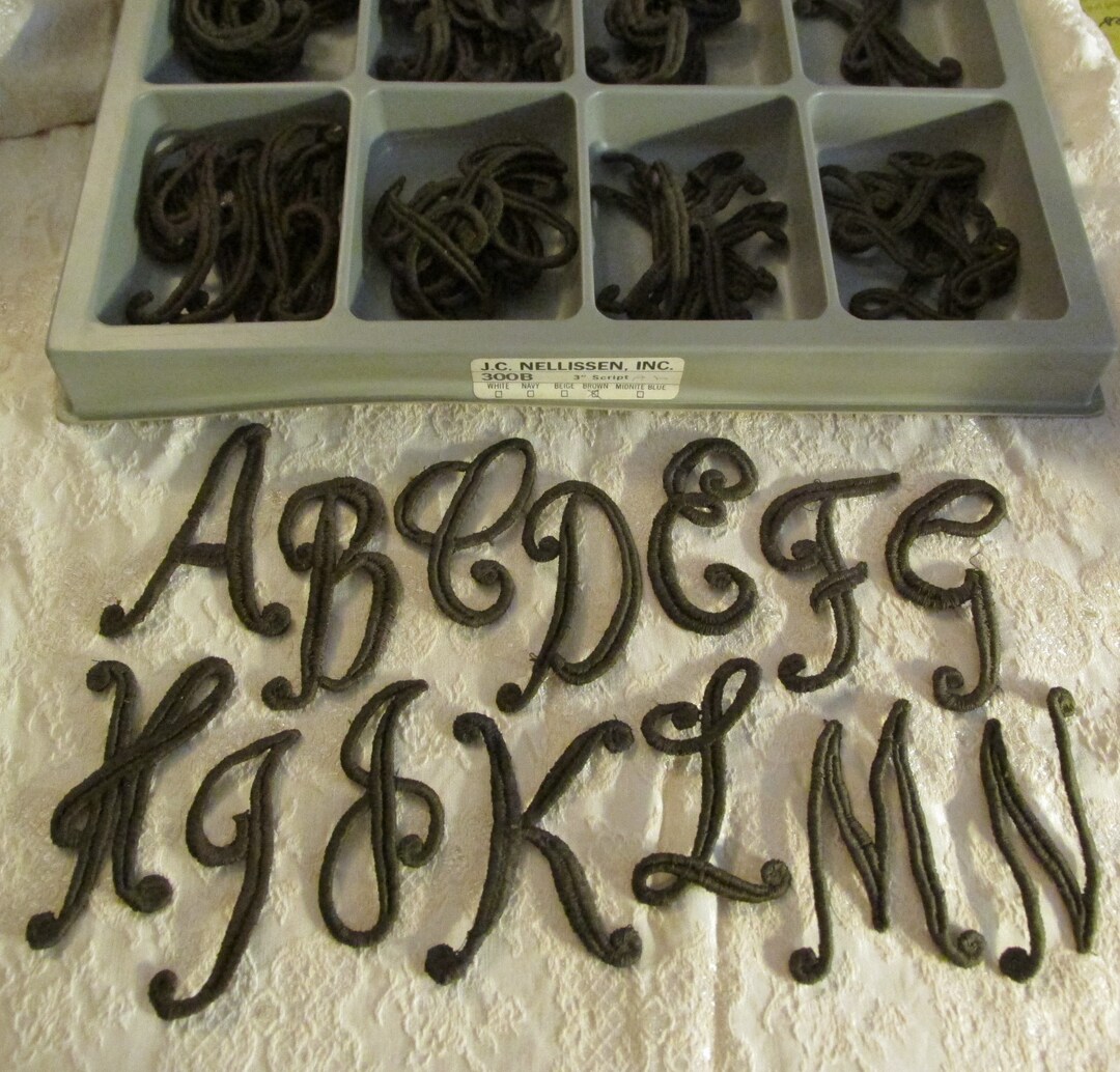 Vintage 3" BROWN Script LETTERS Monogram Alphabet Initials J.C ...