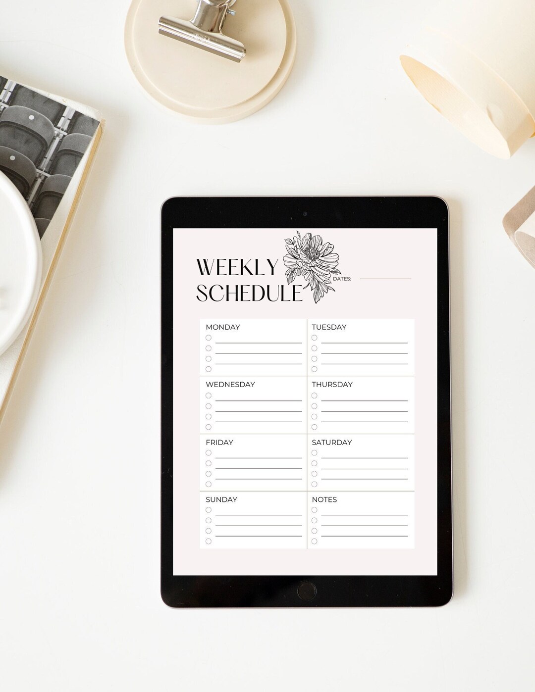 Undated Digital/ Printable Minimalist Pink Weekly Schedule Planner for ...