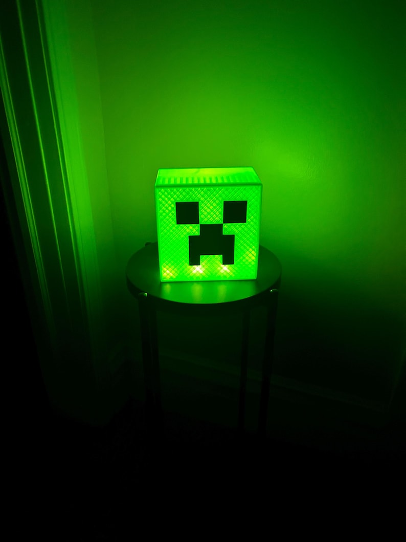 3D Printed Minecraft Creeper Inspired Light – Battery Powered LED ...