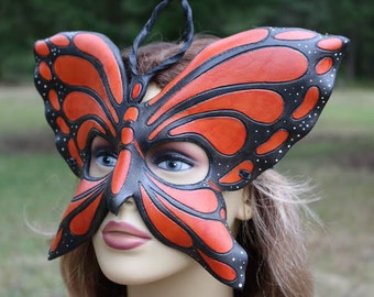 Monarch Butterfly Mask in Leather - Etsy