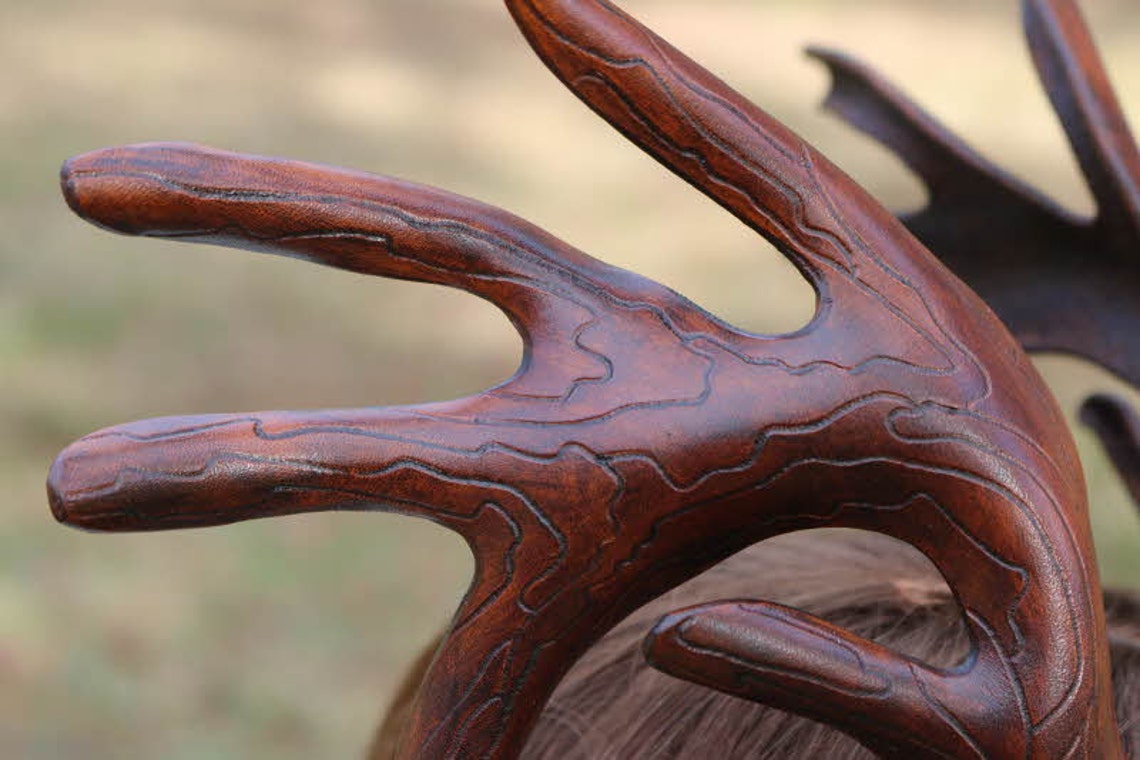 Leather Deer Antler 5 Point Head Piece - Etsy