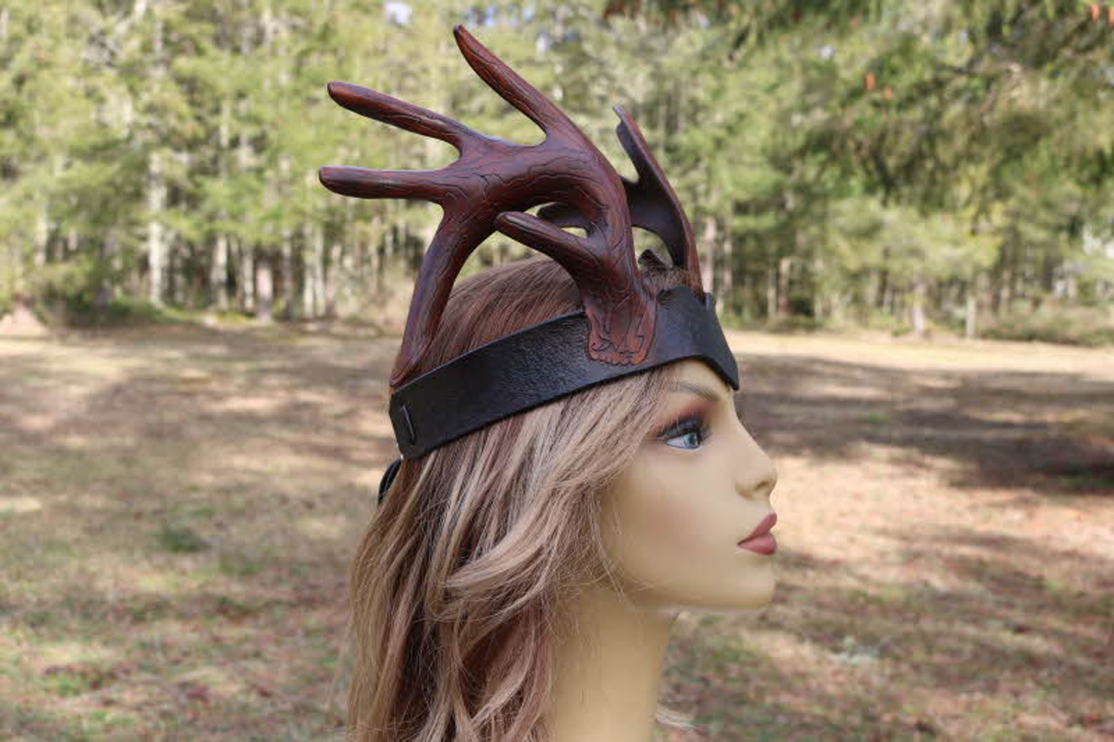 Leather Deer Antler 5 Point Head Piece - Etsy