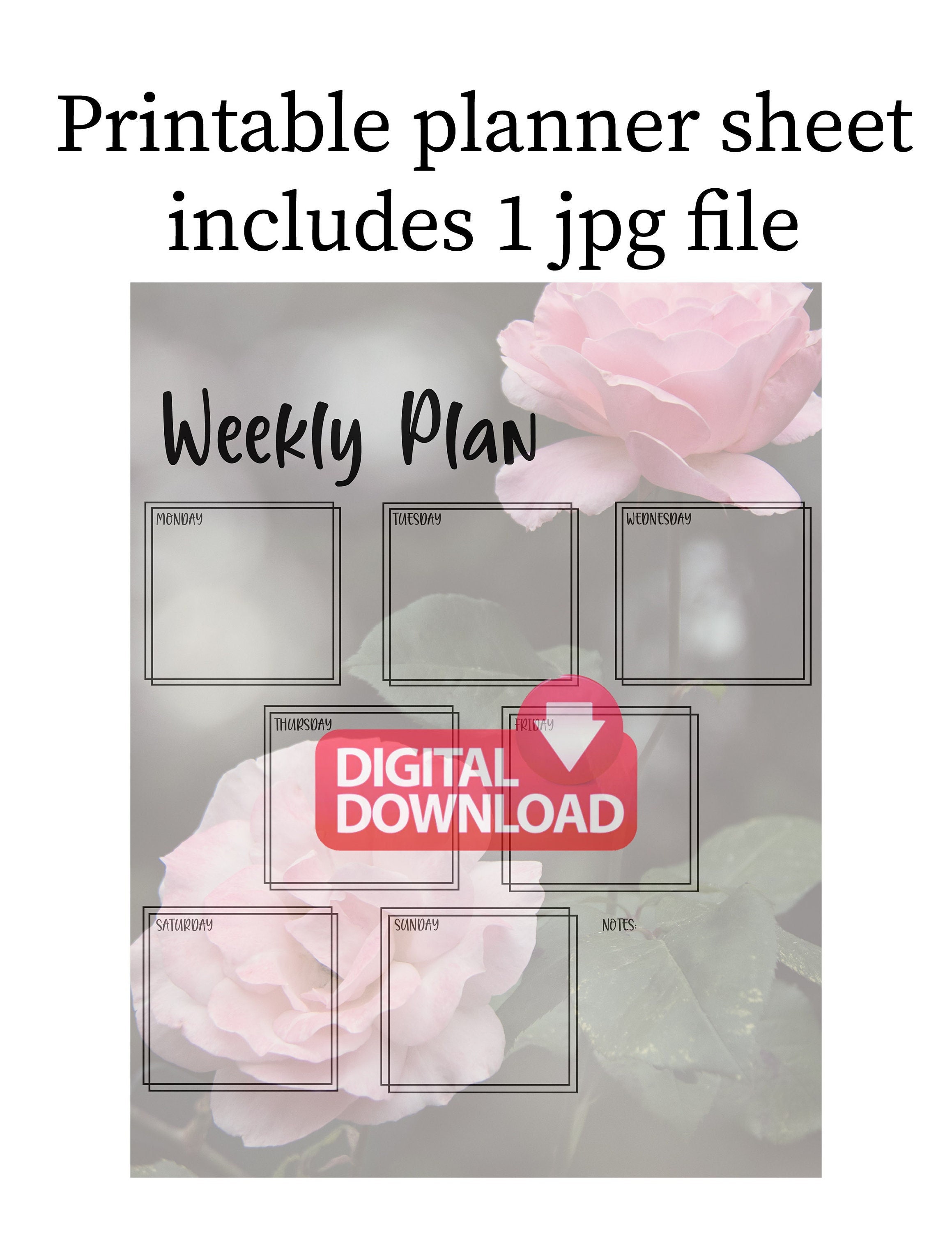 Floral Weekly Planner Printable Weekly Plan Printable Weekly - Etsy