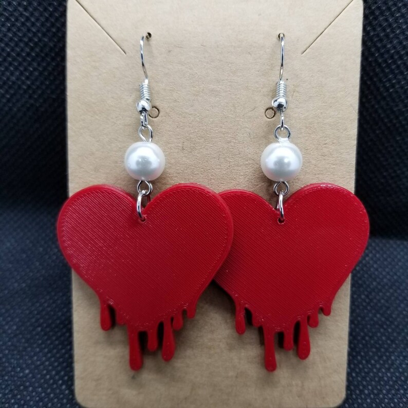 3d Printed Red Bleeding Heart Dangle Earrings - Etsy
