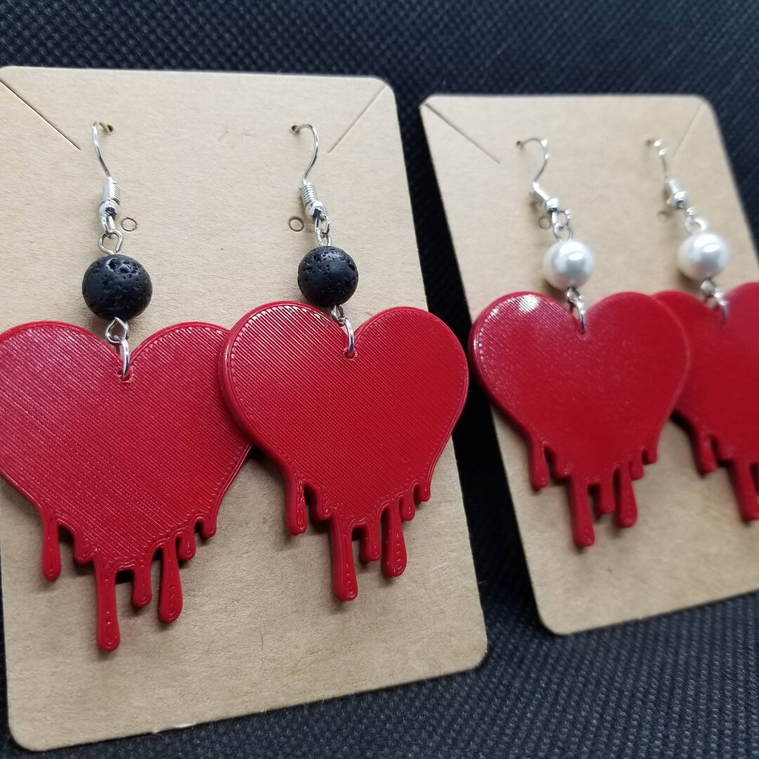 3d Printed Red Bleeding Heart Dangle Earrings Valentine's Day, Love ...