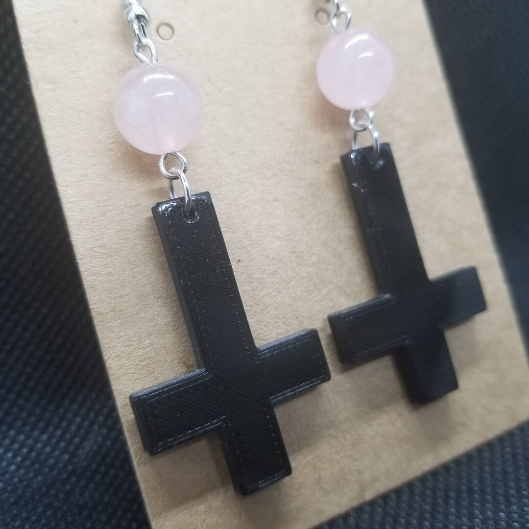 3D Printed Black Inverted Cross Earrings Goth, Witch, Pastel Goth ...