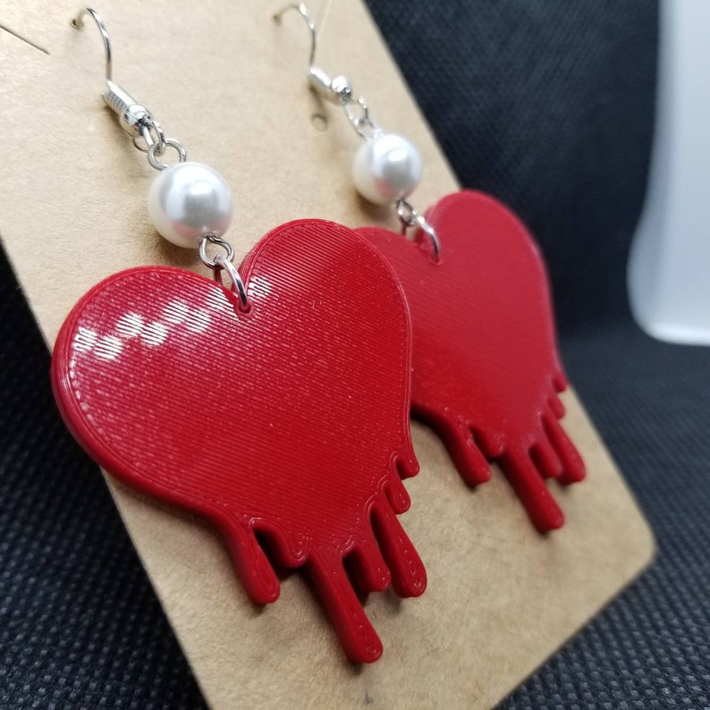 3d Printed Red Bleeding Heart Dangle Earrings - Etsy