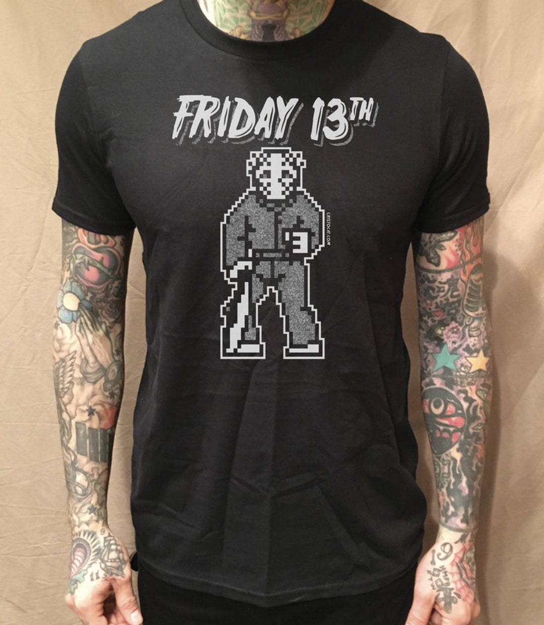 8-bit Jason on a Black Tee - Etsy