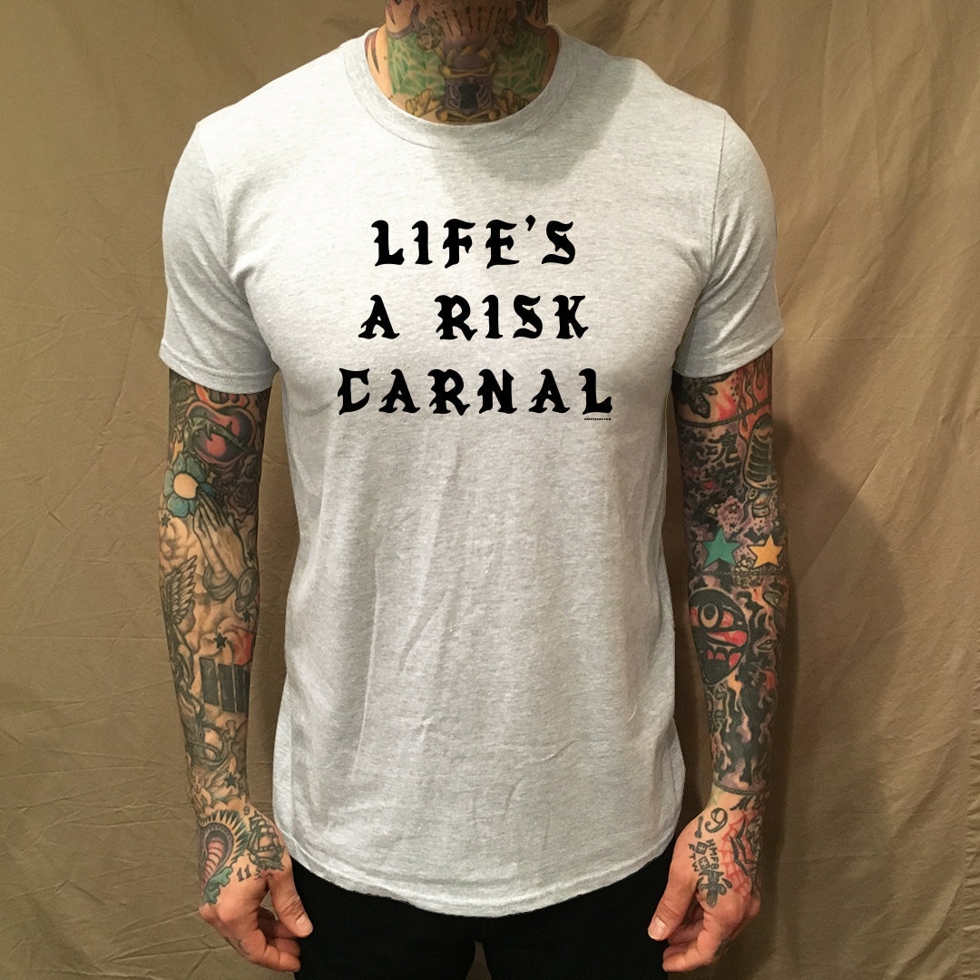 Life's A Risk Carnal on White Tee - Etsy