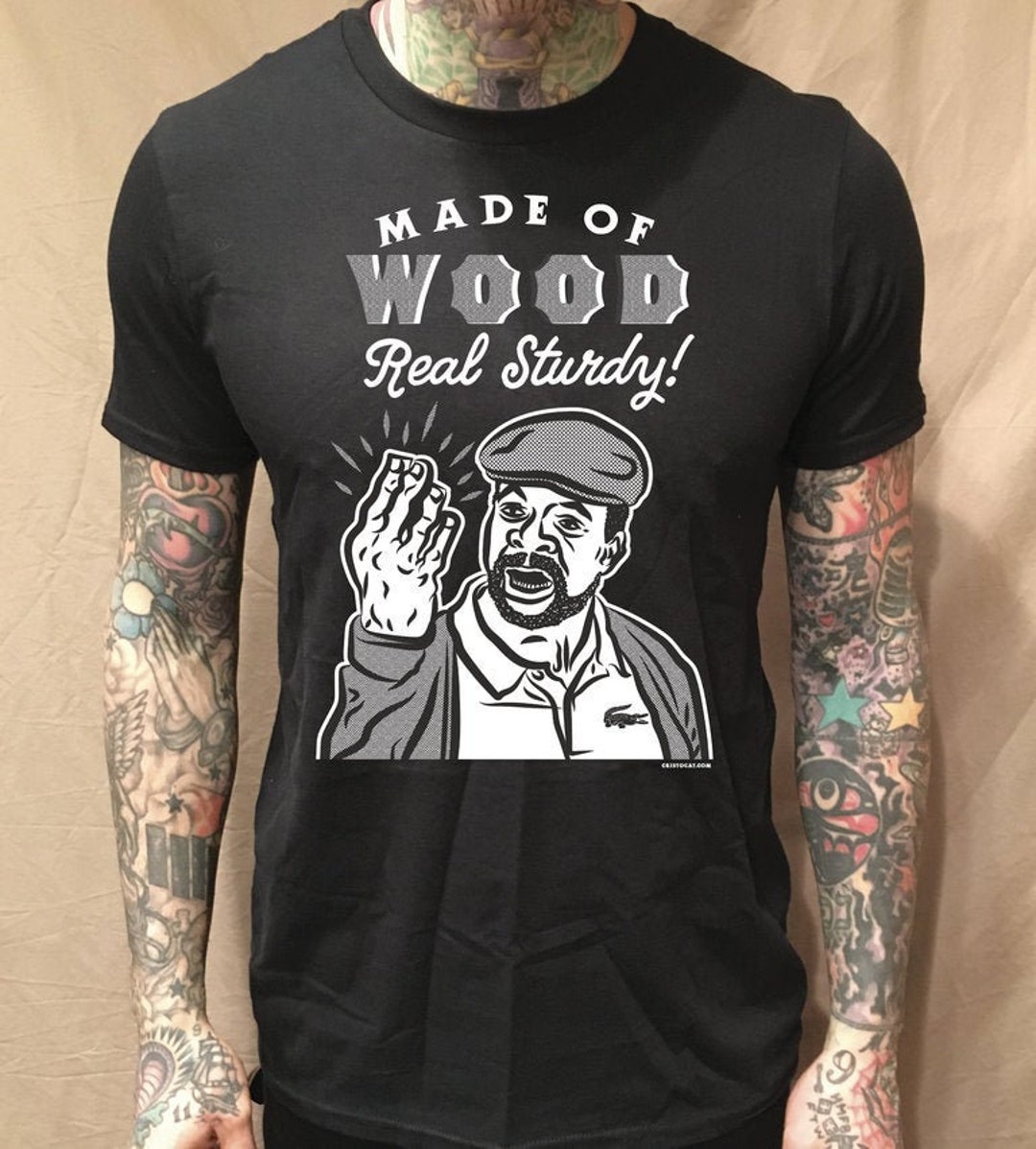 Chubbs Real Sturdy on Black Tee - Etsy