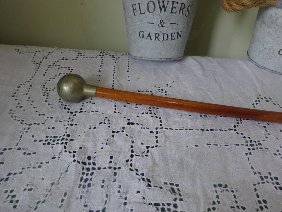 Vintage Military Swagger Stick With Silver Fob & End Cap Inscribed the ...