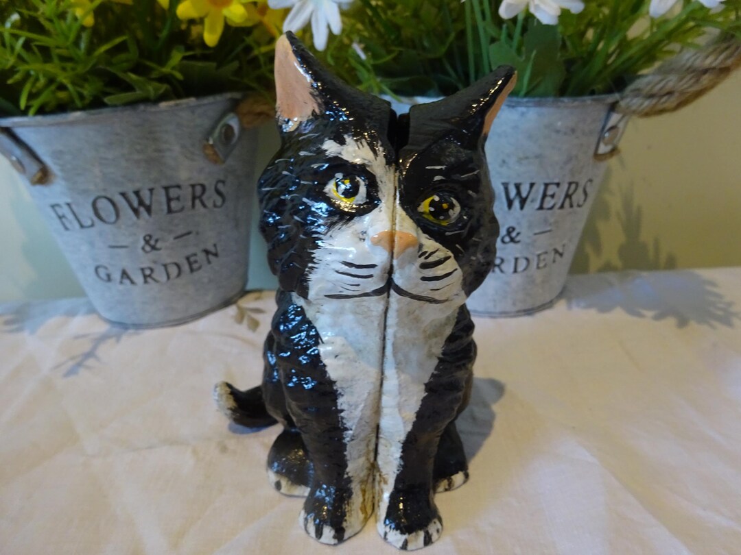 Vintage Cast Iron Money Box Cat Money Box Black & White Cat Money Box ...