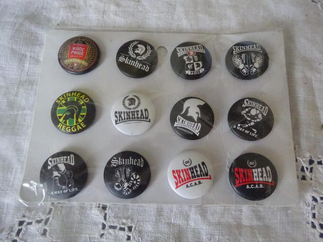 Set of 12 Pin Badges Skinhead / Trojan Jacket Badges Reggae Pin Badges ...