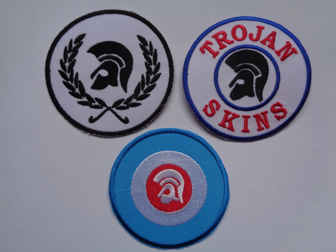 Skinhead Trojan Patch Iron on or Sew on Patches Embroidered Skinhead ...
