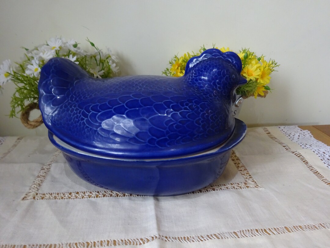 Rare 1992 Taylor & NG Cobalt Blue Chicken Roaster Serving Dish in ...