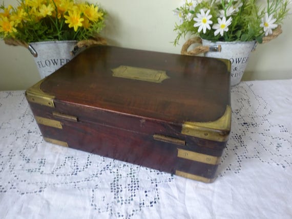 Victorian mahogany jewellery box campaign style box i… - Gem