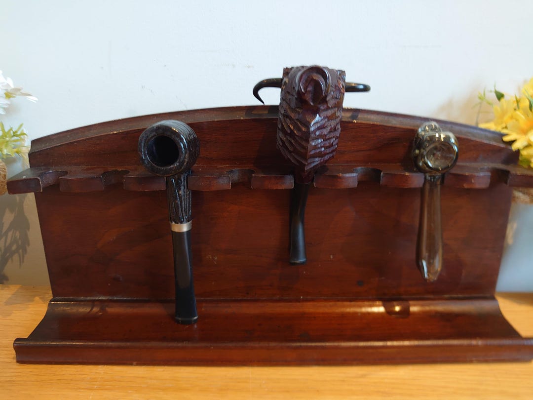 Late Victorian Oak Pipe Rack / Pipe Stand Holds Eight Pipes Can Be Wall ...