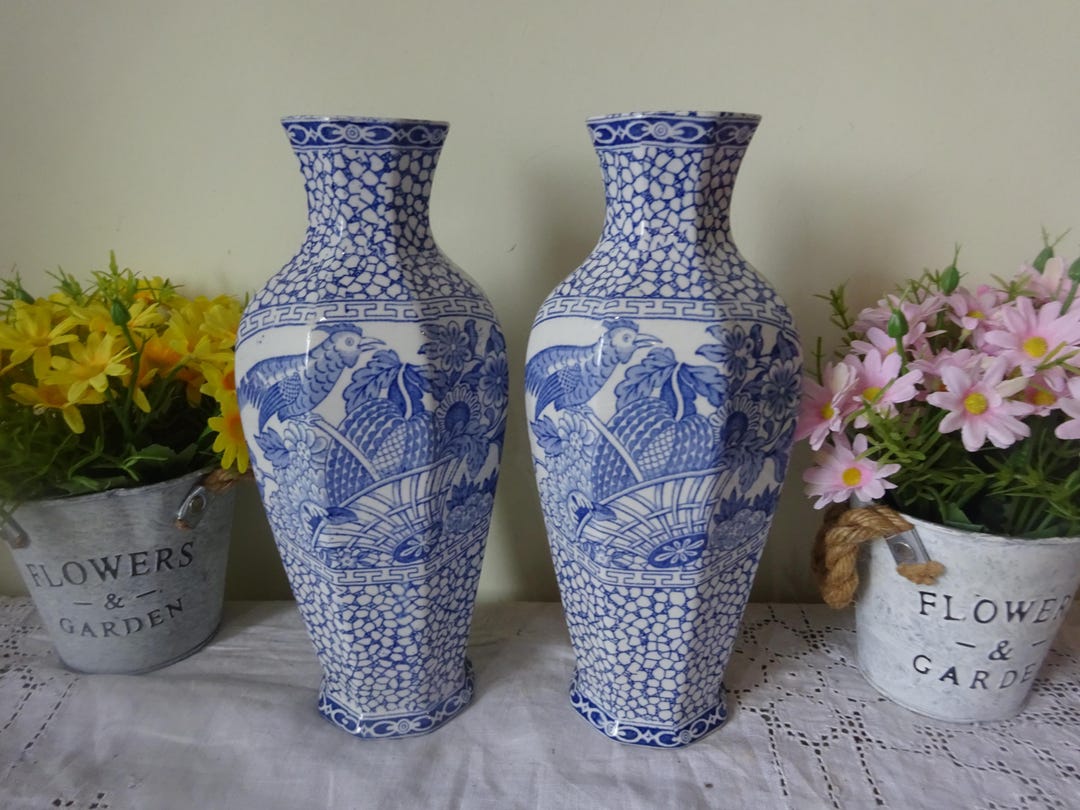 Very Rare Pair of William Adams Design Blue & White Vases Chinese ...