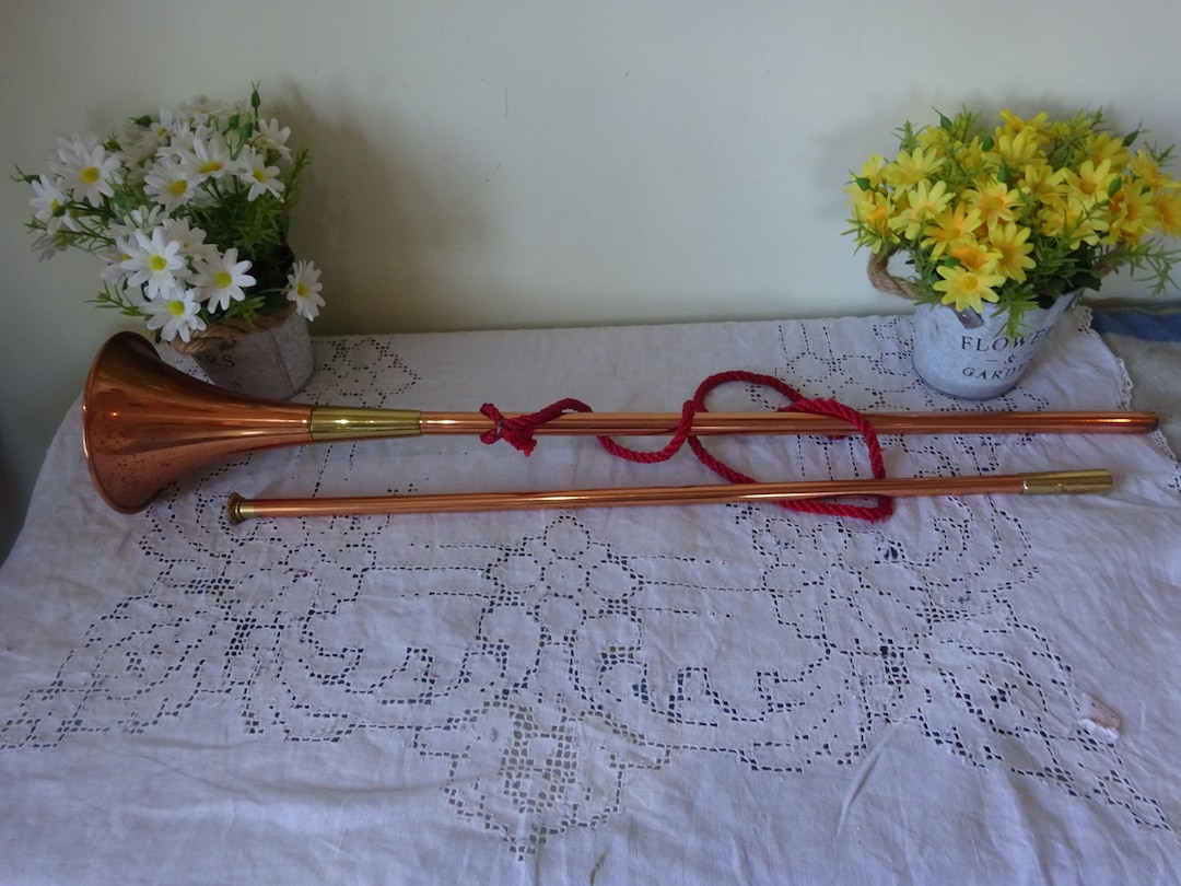 Vintage Polished Brass & Copper Coach Horn / Hunting Horn in Fantastic ...