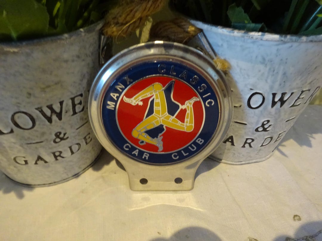 Vintage Manx Classic Car Club Chrome Car Badge / Grill Badge Car Mascot ...