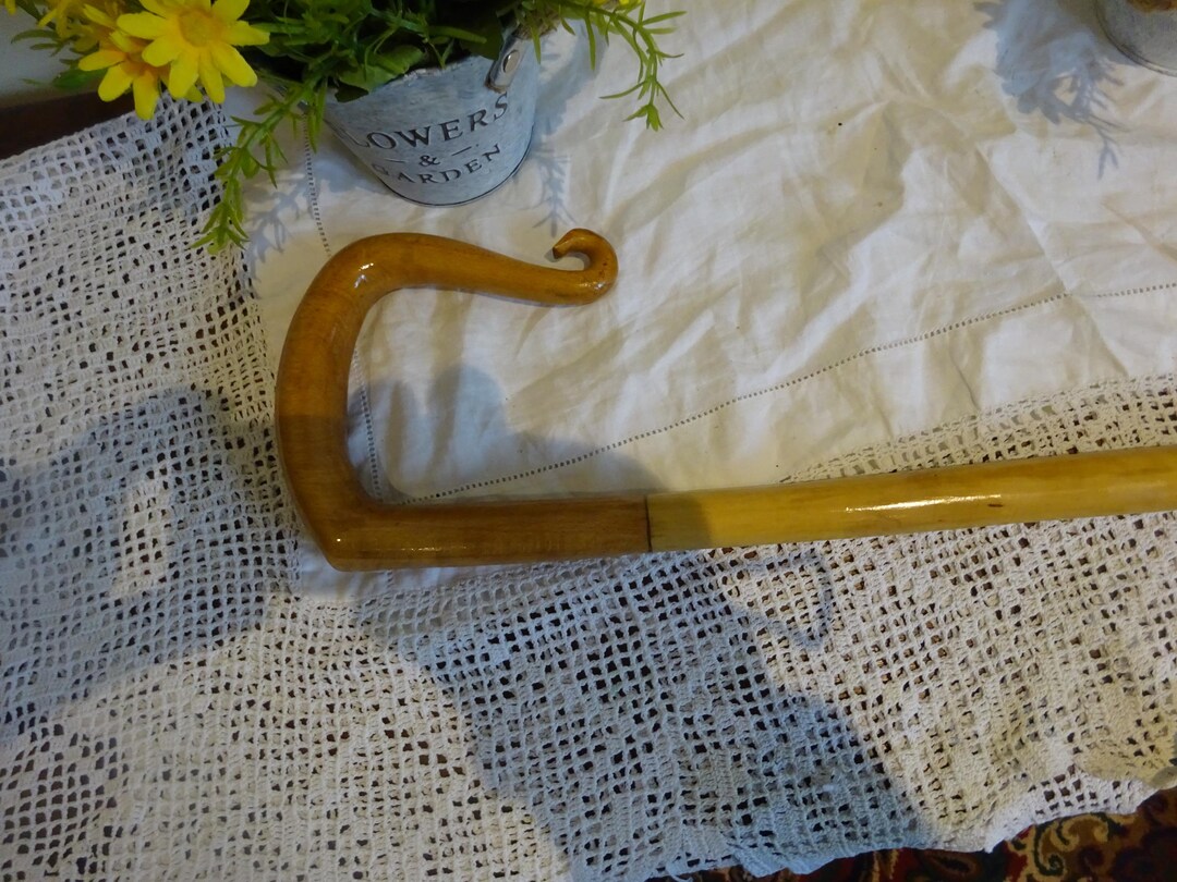 Vintage Maple Wood Shepherds Crook Walking Stick Hiking Pole / Rambling ...