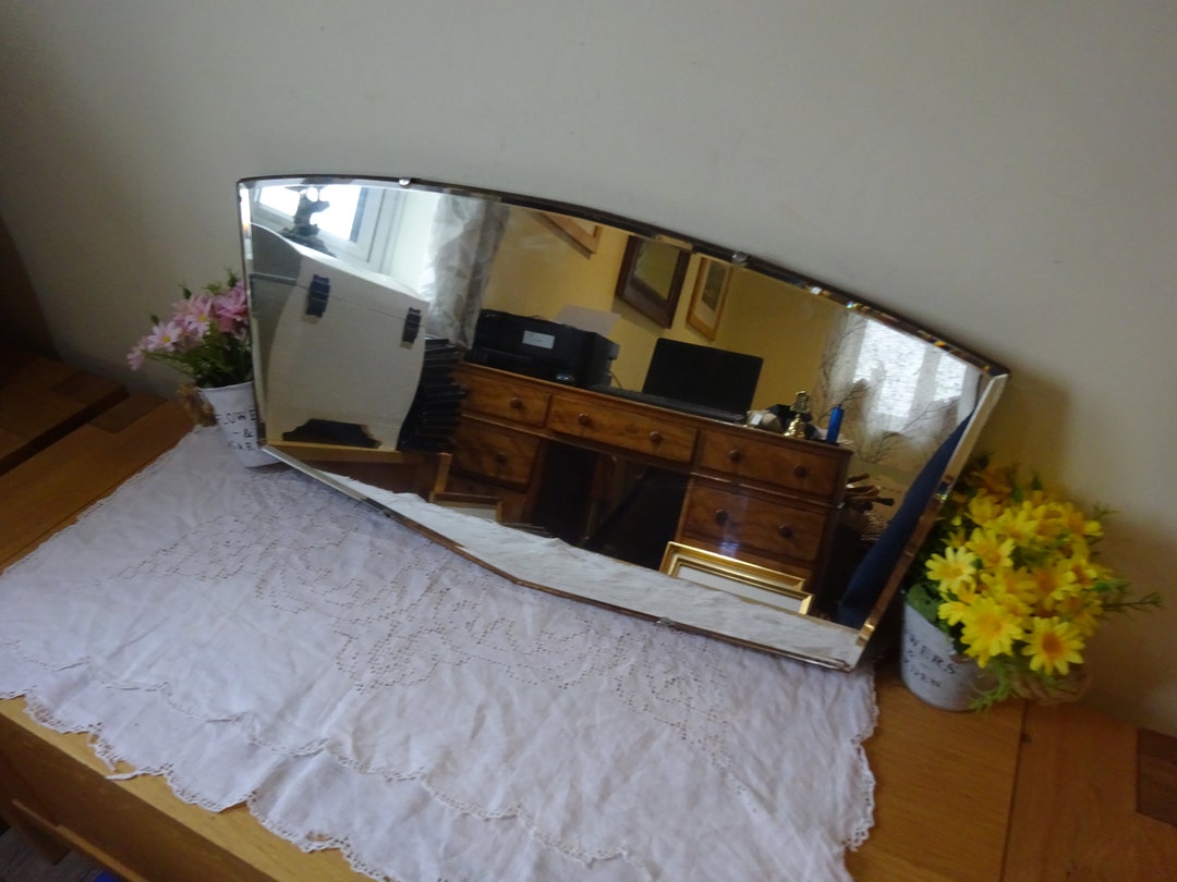 Vintage Wall Mirror Shield Design Bevel Edged Glass Art Deco Very Good ...
