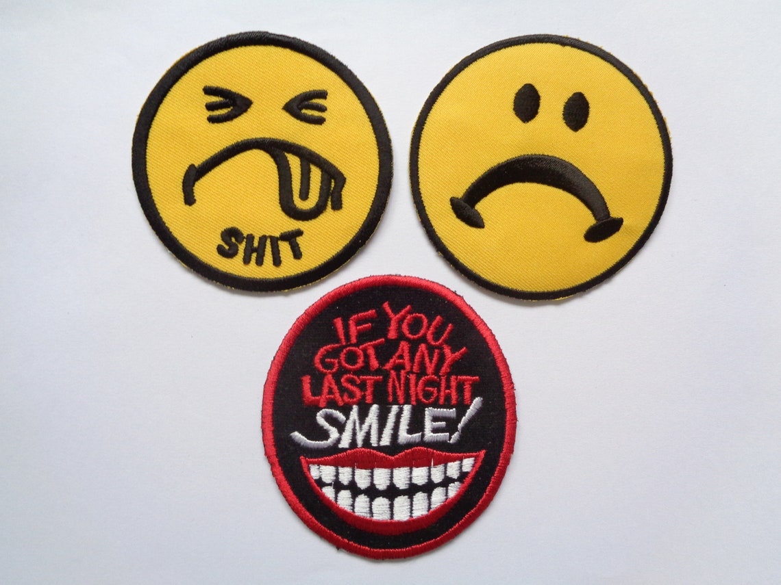 Funny Face Patch Iron on or Sew on Patches Embroidered Smile - Etsy