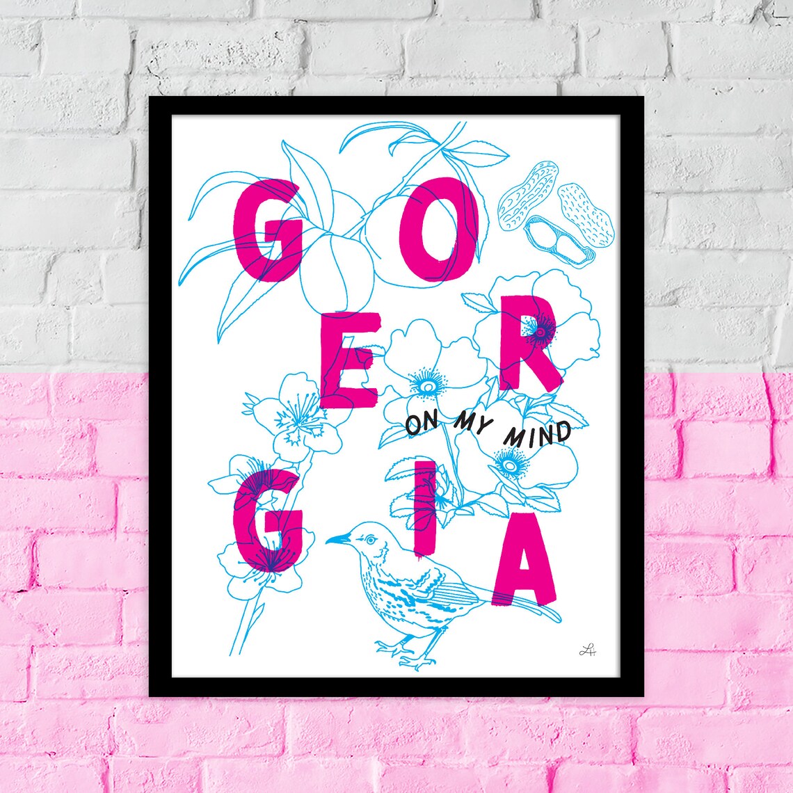 Georgia on My Mind 8x10 16x20 Printable Wall Art Pink Blue - Etsy