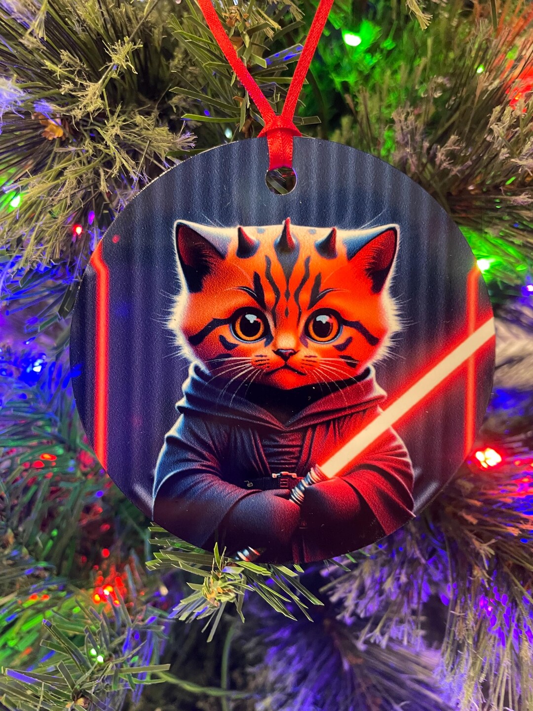 Darth Cat Maul Ornament - Cat Art, Star Wars Cat, Sith Kitty, Darth ...
